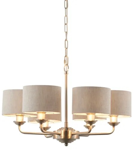 Endon 99151 - Lustr na řetězu HIGHCLERE 6xE14/28W/230V šedá/matný chrom