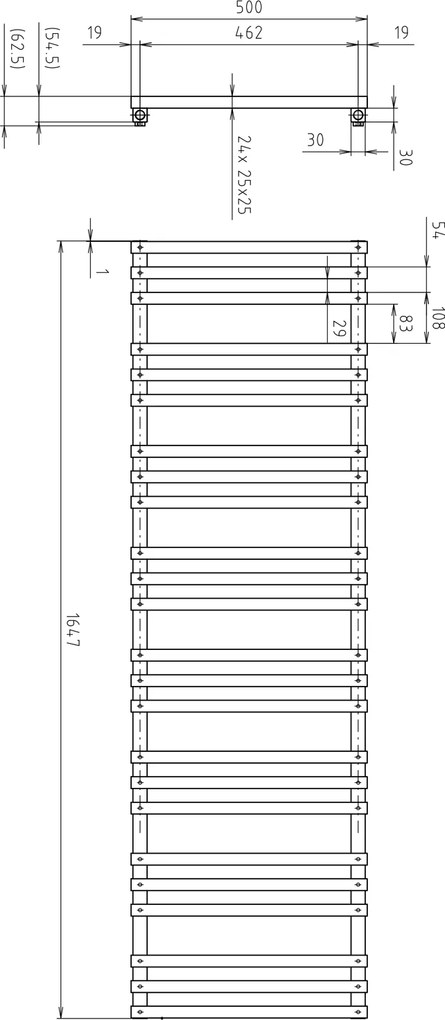 Sapho FANTINA 500 x 1647 mm IR515 otopné těleso černá mat