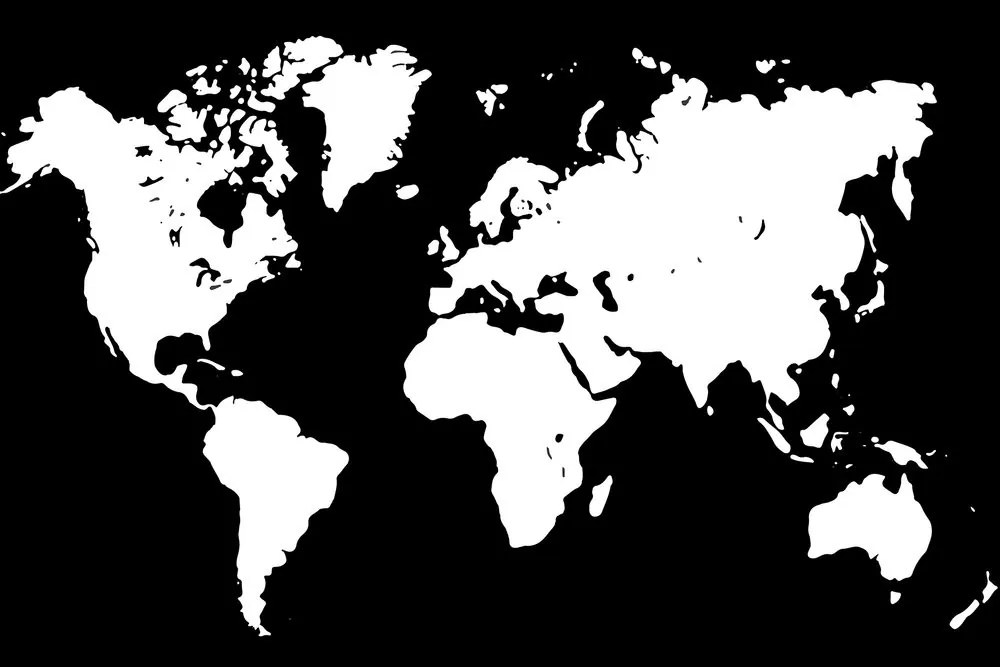 Obraz bílá mapa na černém pozadí Varianta: 60x40