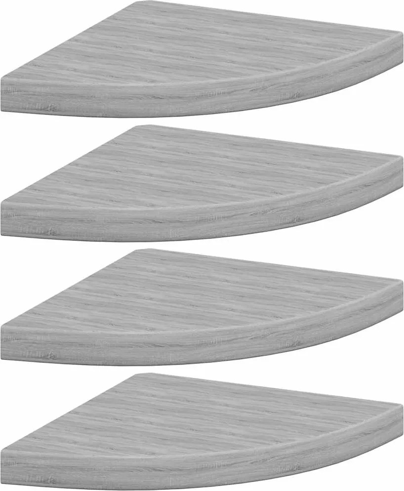 Nástěnné rohové police 4 ks betonově šedé 35 x 35 x 3,8 cm MDF 326644