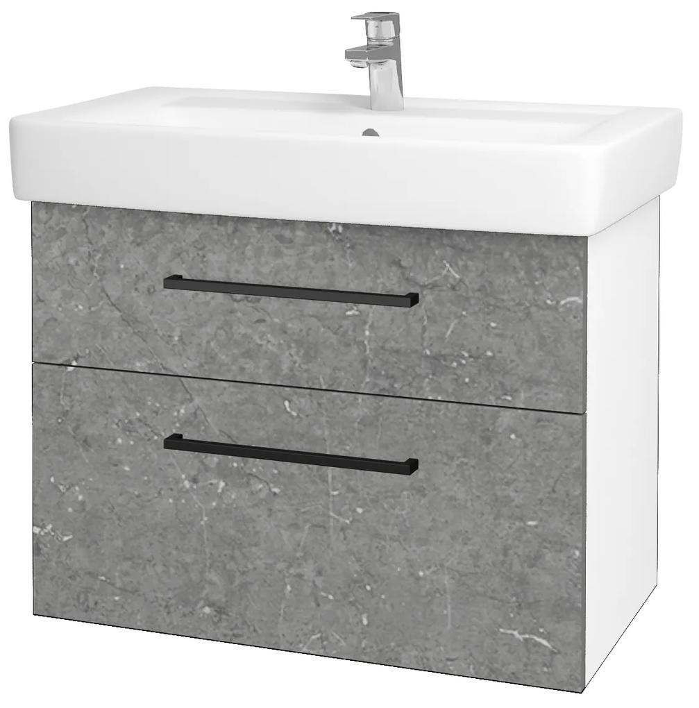 Dřevojas Koupelnová skříň Q MAX SZZ2 80 Varianta: N01 Bílá lesk / Úchytka T01 / N07 Stone