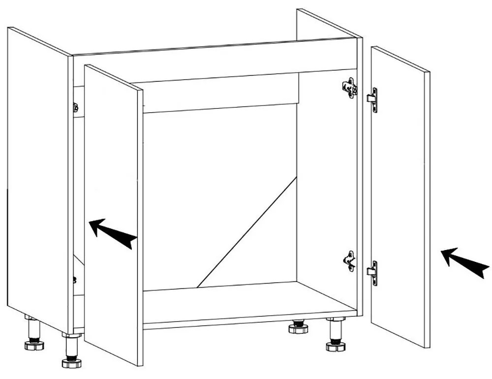 PROVENCE k | dolní skříňka D80Z dřezová | 80 cm | SOKL v CENĚ | bílá/borovice andersen