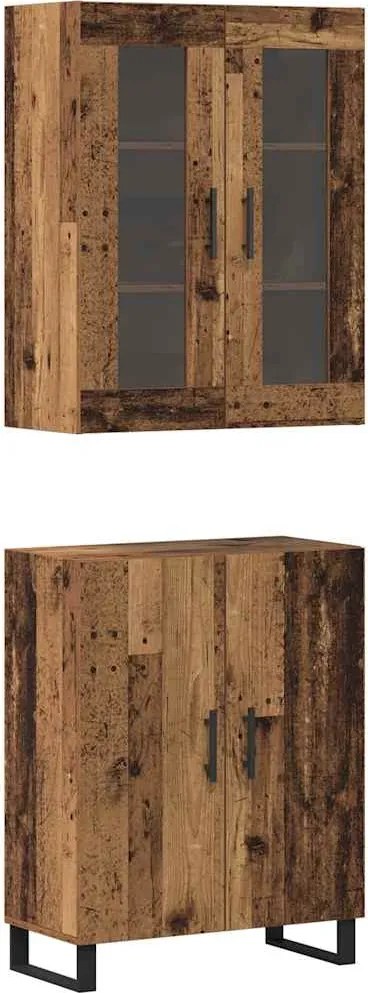 Vysoký bufet 2 ks Staré dřevo 69,5 x 34 x 180 cm 3394521