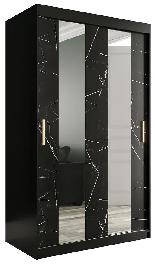 Skříň MARMUR POLE 120 černá/mramor černá