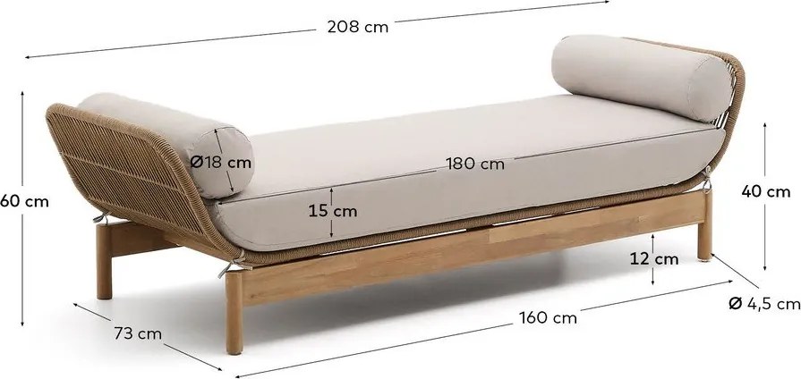 Zahradní pohovka z masivu akácie v přírodní barvě Catalina – Kave Home