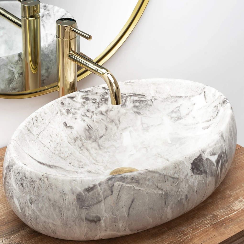 Rea Linda Stone umyvadlo, 49 x 34 cm, imitace kamene, REA-U1020