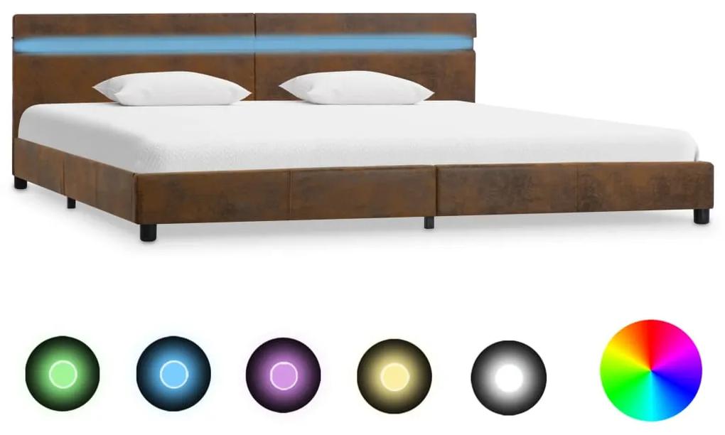 284809 vidaXL Rám postele s LED světlem hnědý textil 180 x 200 cm