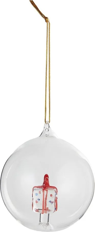 HANG ON Skleněná koule dárek 9 cm - čirá