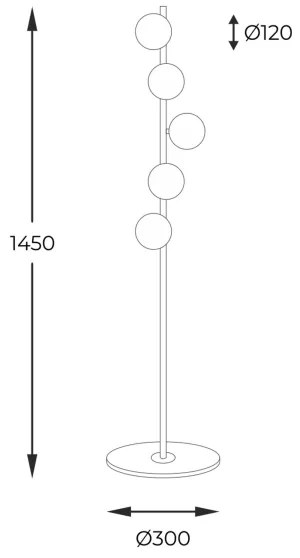 Zuma Line 5649 - Stojací lampa ALI 5xG9/40W/230V