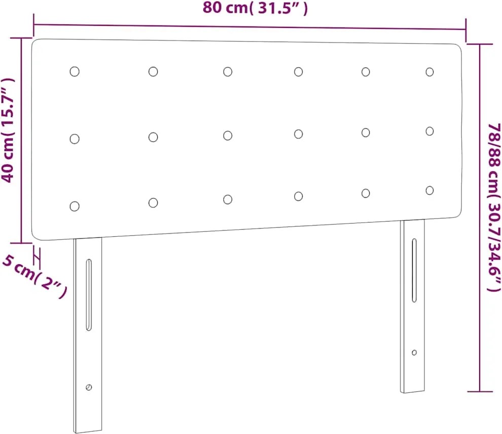 Čelo postele s LED tmavě zelené 80 x 5 x 78/88 cm samet 3122079