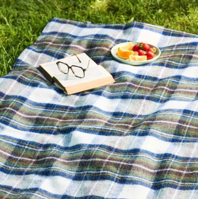 Pikniková vlněná deka Eventer Blue Dress Stewart 170 x 137 cm Tweedmill