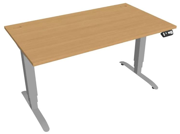 Elektr. nastavitelný stůl 140x80 s pamětí - HOBIS MOTION MS 3M 1400 Dekor stolové desky: buk, Barva kovové podnože: stříbrná