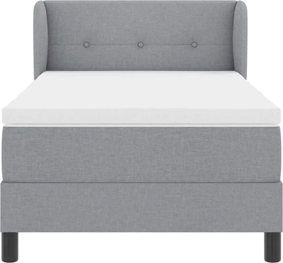 Postel s boxspringem s čelo Světle šedá 90 x 200 cm textil 3340003