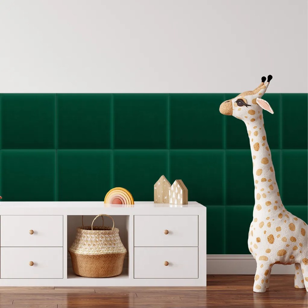 Sametový čalouněný panel - Čtverec - 40x40cm Farba: Lahvově zelená