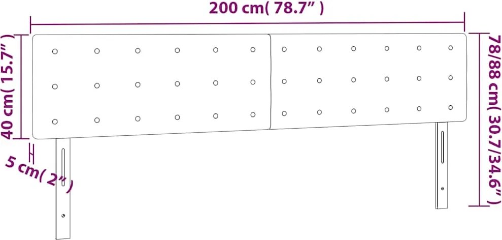 Čelo postele s LED černé 200x5x78/88 cm samet 3122114