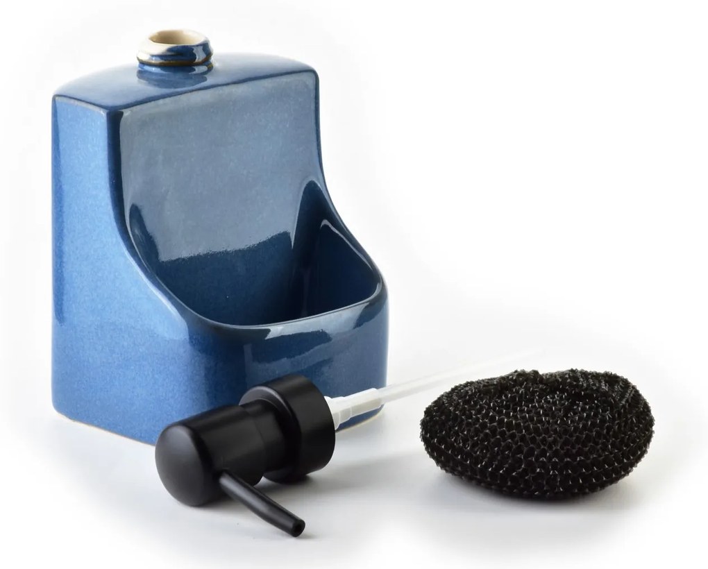 Dávkovač mýdla Sansa Nature, modrá/s černými prvky, 450 ml