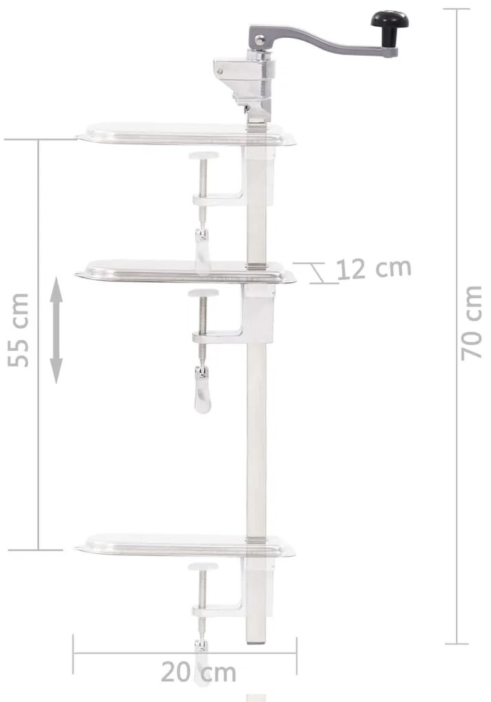 vidaXL Marketos Otvírák na konzervy stříbrný 70 cm hliník a nerezová ocel