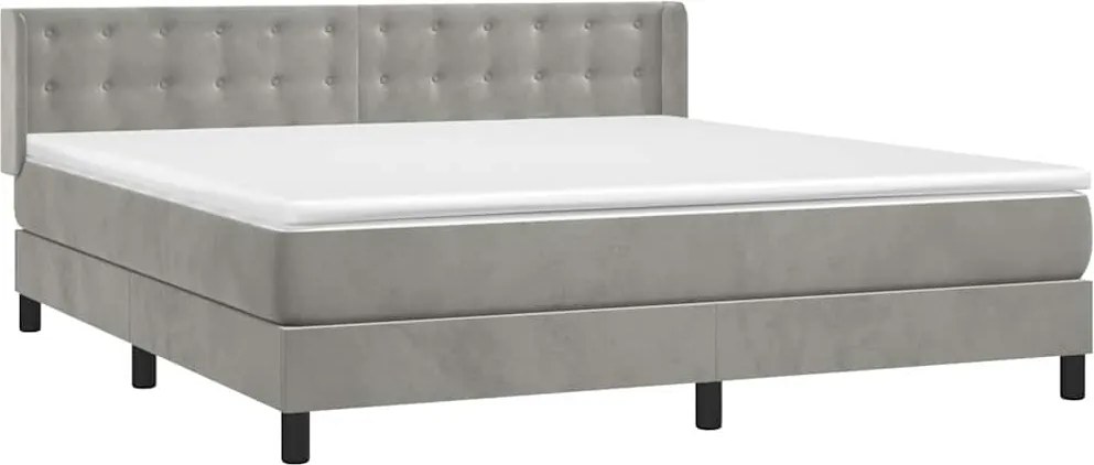 Box spring postel s matrací světle šedá 160x200 cm samet 3131207