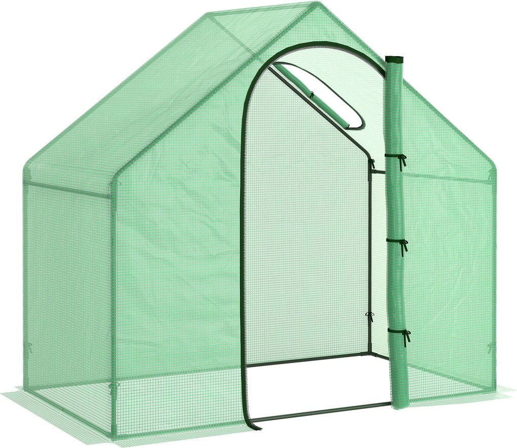 Skleník Outsunny se oknem, rolovacími dveřmi, zimník s ocelovým rámem, skleník pro balkon, zahradu, dům pro rajčata 180 x 100 x 168 cm, skleník na raj