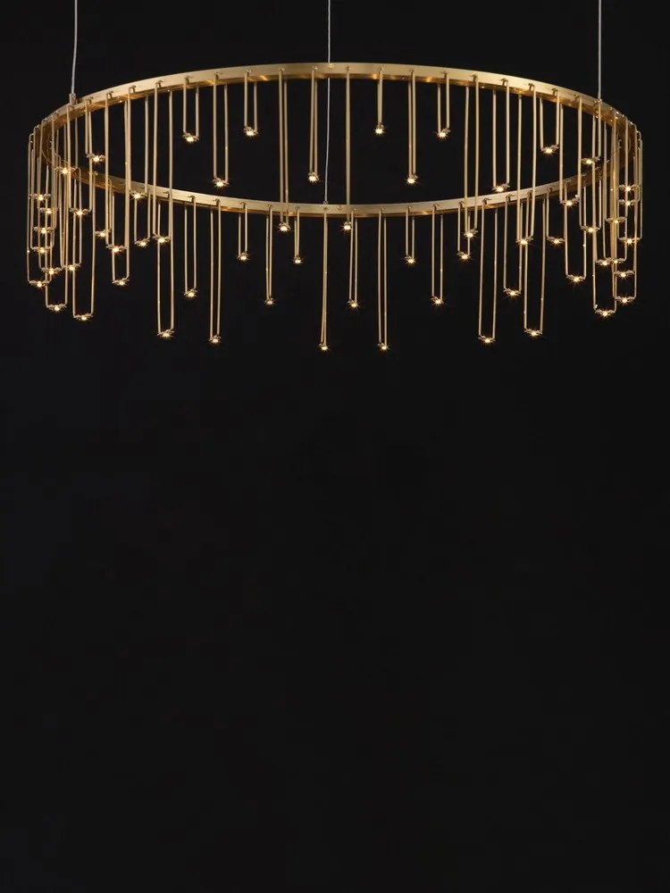 Hliníkové LED stmívatelné závěsné svítidlo ve zlaté barvě ø 65 cm Stellar – Nova Luce