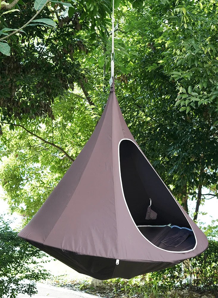 Závěsné houpací křeslo, šedohnědá TAUPE, KLORIN NEW TYP 2 BIG SIZE CACOON HAMMOCK