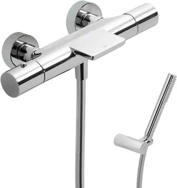 TRES - Termostatická baterie pro vanu-sprchus kaskádou. Ruční sprcha s nastavitelným držákem, proti usaz. vod. kamene a flexi 26117209
