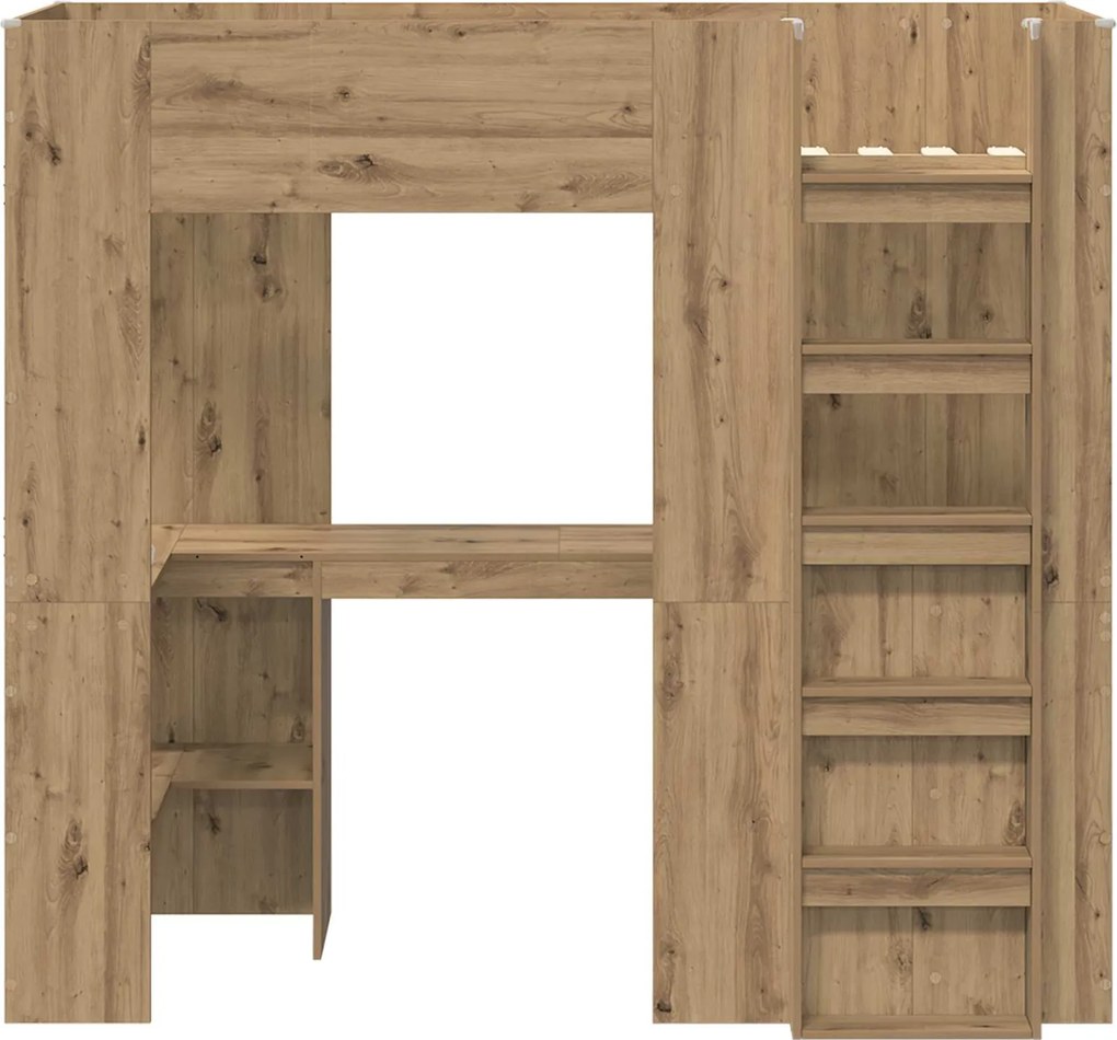 Rám patrové postele se stolem Artisanový dub 75 x 190 cm 3410434