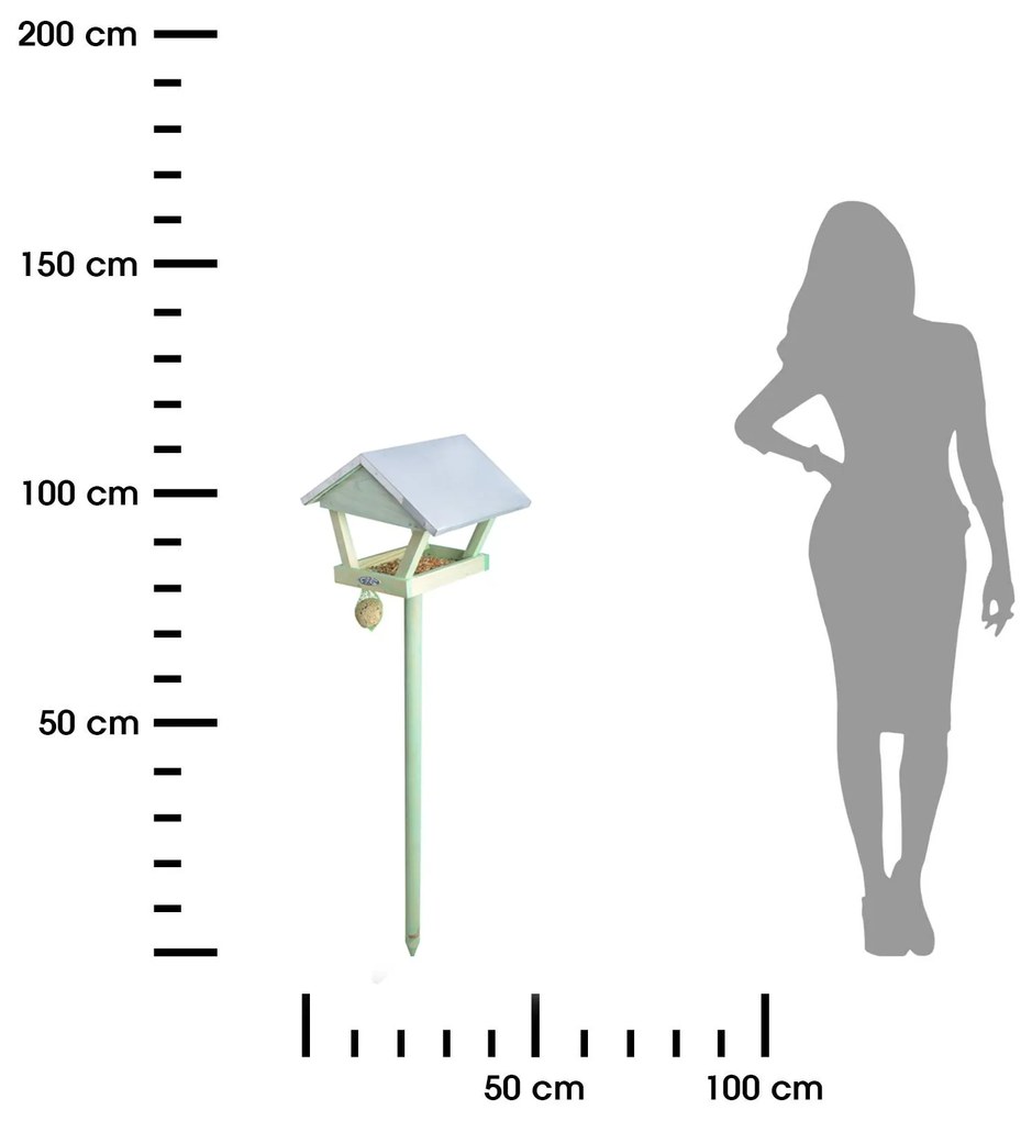 Zapichovací krmítko pro ptáky Terry, 113x31,5x26,5 cm, dřevo, zelená