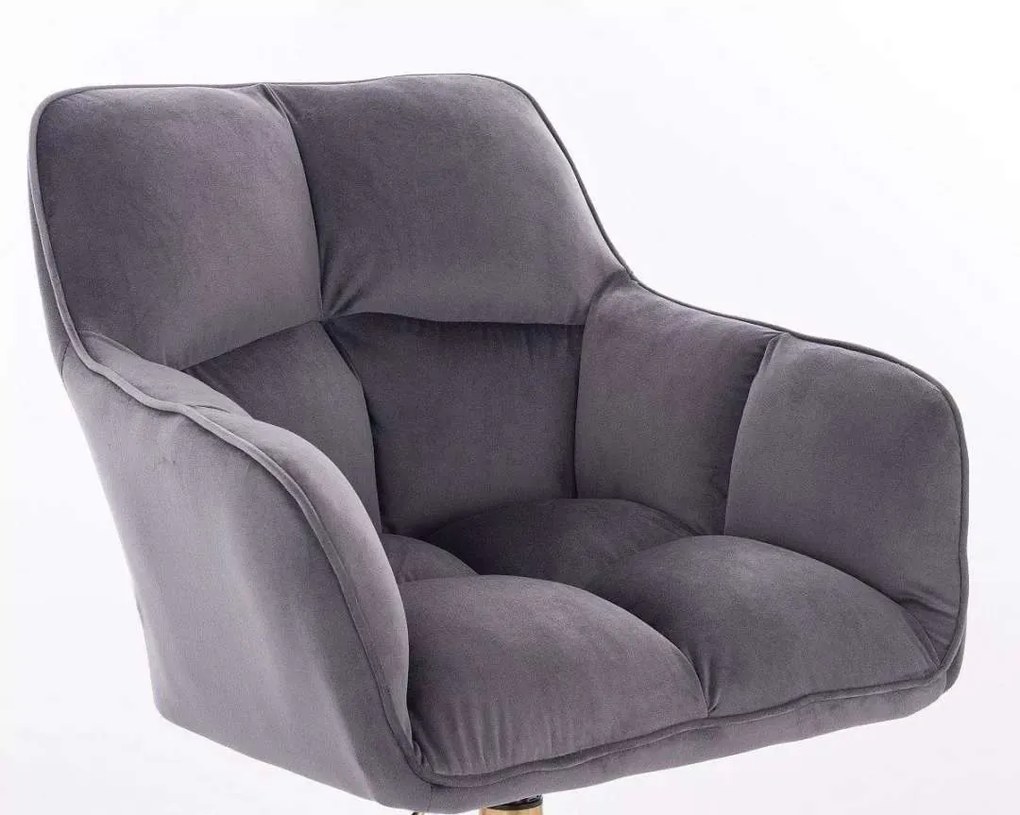 LuxuryForm DESIGN Otočné křeslo AMALFI VELUR na zlaté podstavě s kolečky - tmavě šedé