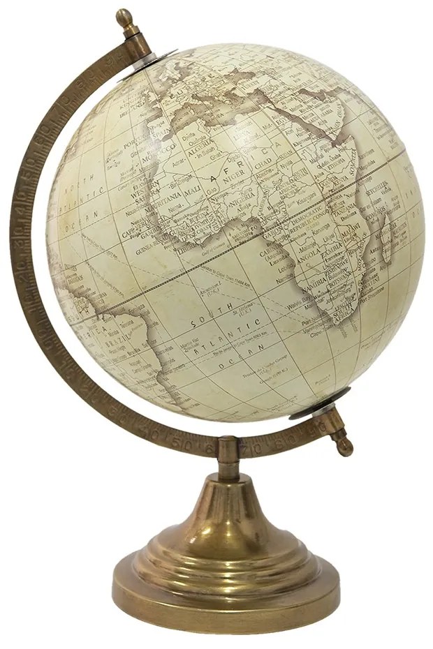 Béžový dekorativní glóbus na kovovém podstavci Globe - 22*22*33 cm