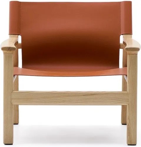 Koňakově hnědé kožené křeslo Jan – Kave Home