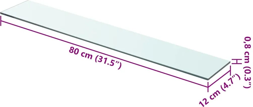 Policové desky 2 ks sklo čiré 80 x 12 cm 3051572