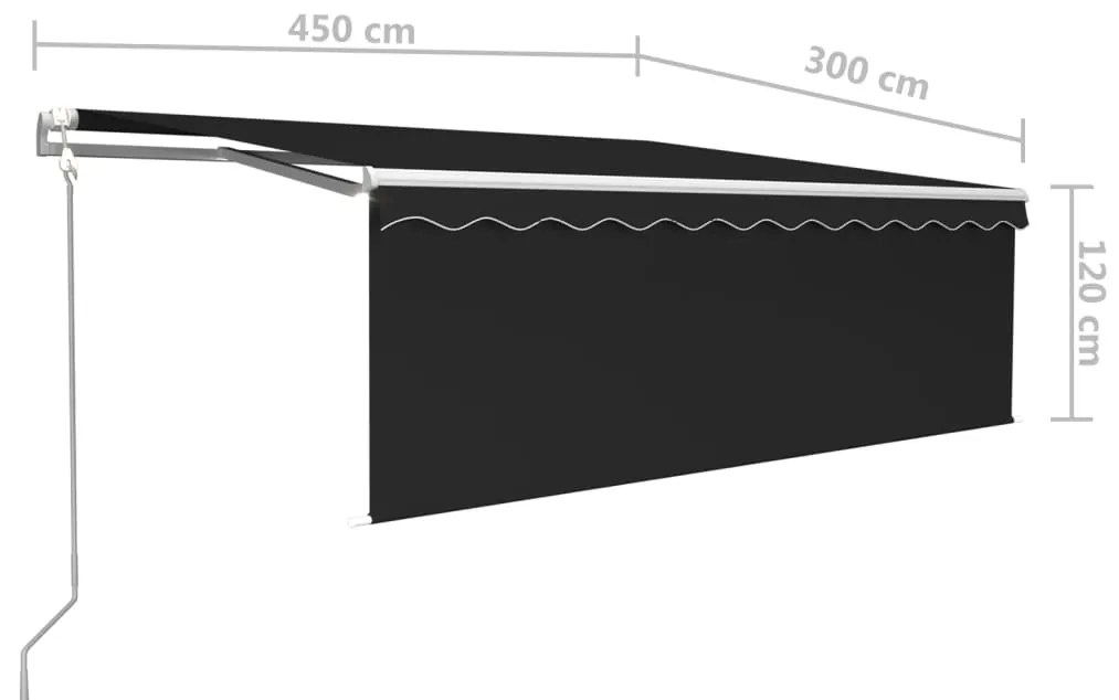 vidaXL Marketos Automatická zatahovací markýza s roletou 4,5 x 3 m antracitová