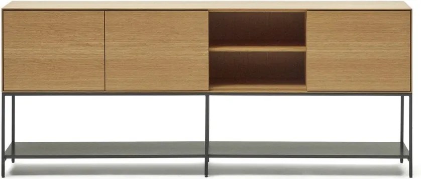 Nízká komoda v dekoru dubu v přírodní barvě 195x80 cm Vedrana – Kave Home