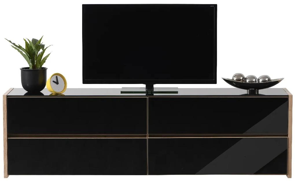 Televizní stolek Embra - dub artisan/černý lesk