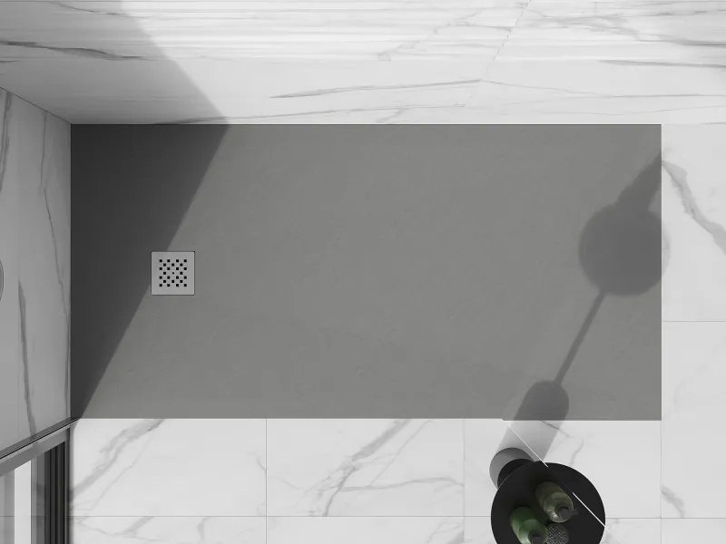 Mexen Stone+, obdélníková vanička z minerálního kompozitu 180 x 70 cm, šedá-betonová, 44617018