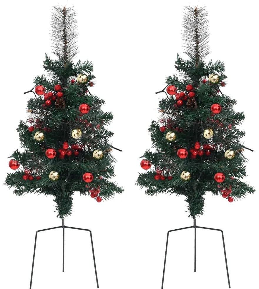 332835 vidaXL Umělé vánoční stromky s LED osvětlením k cestě 2 ks 76 cm PVC