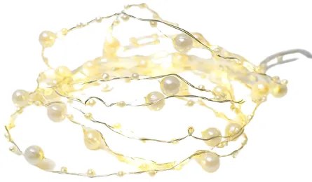 ACA Lighting LED dekorační girlanda - perly 20 LED, teplá bílá barva, 2x baterie AA, 200 cm, IP20