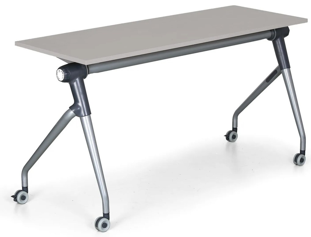 Skládací jednací stůl se sklopnou deskou TRAINING PLUS, 145x45 cm, šedá