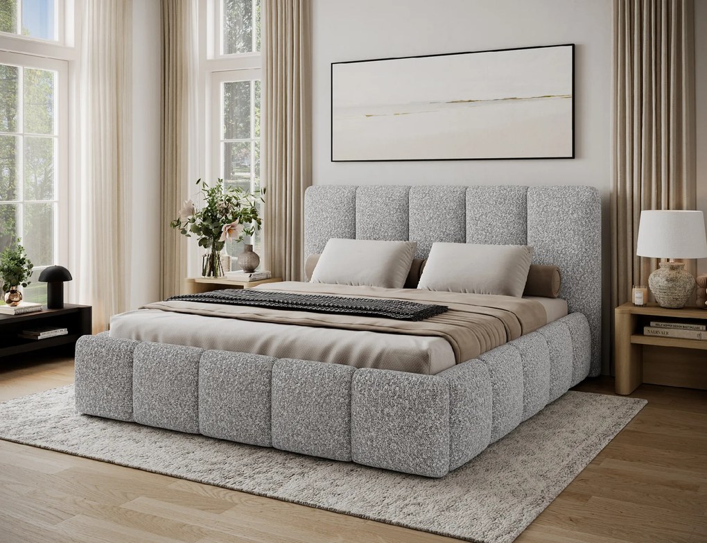 Postel Edvige + Dřevěný rám + plynový výtah + kontejner 180x200