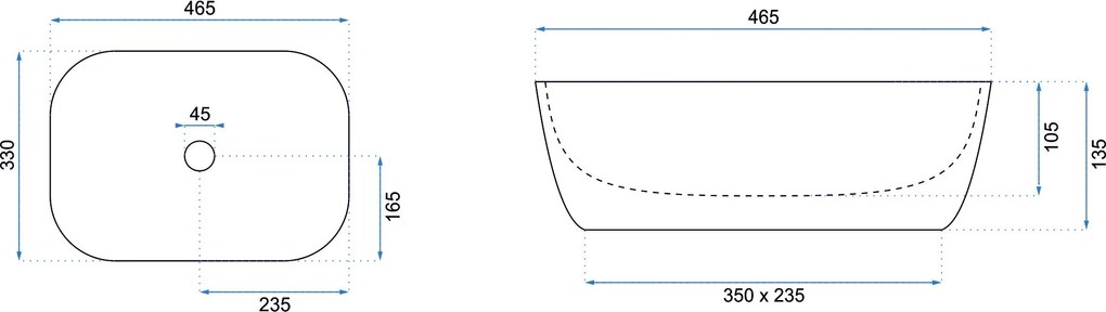 Rea Belinda umyvadlo, 47 x 34 cm, bílá, REA-U6521