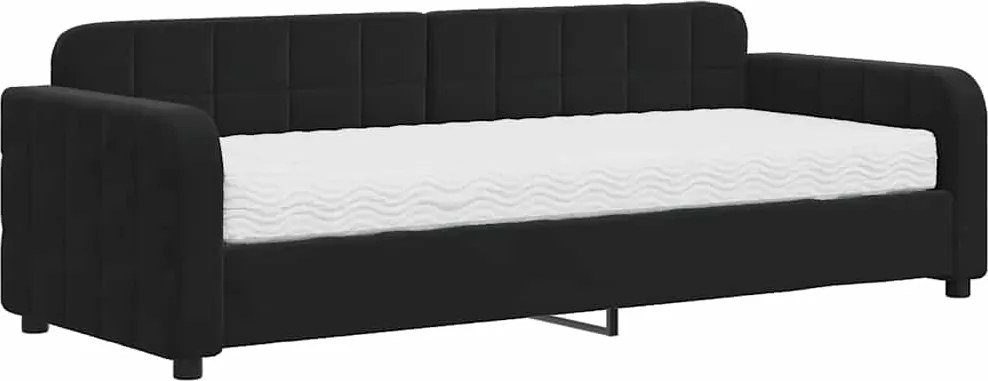 Válenda s matrací černá 80 x 200 cm samet 3196902