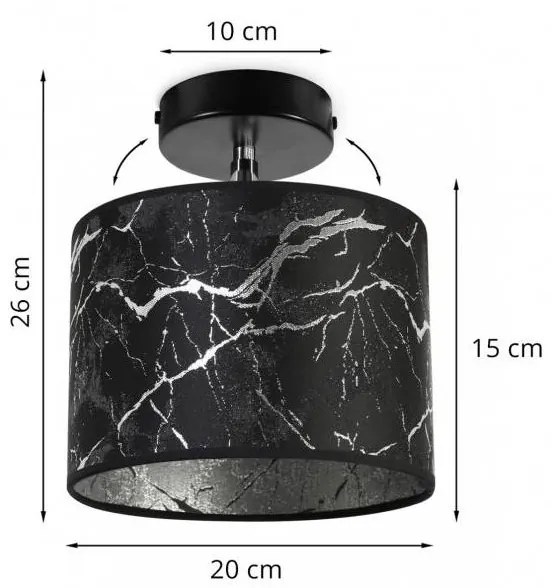 Bodové svítidlo Werona 3, 1x černé textilní stínítko se vzorem, (možnost polohování), s