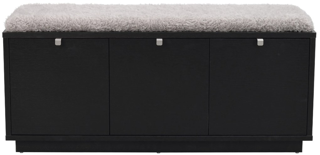 Rowico černá lavice s úložným prostorem CONFETTI a šedým sedákem 106 cm 103766