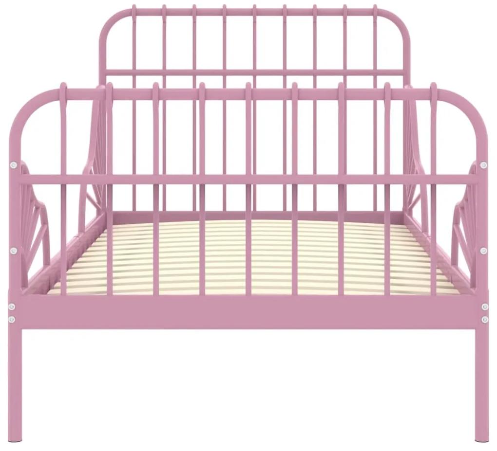 vidaXL Prodloužitelný rám postele růžový kov 80 x 130/200 cm