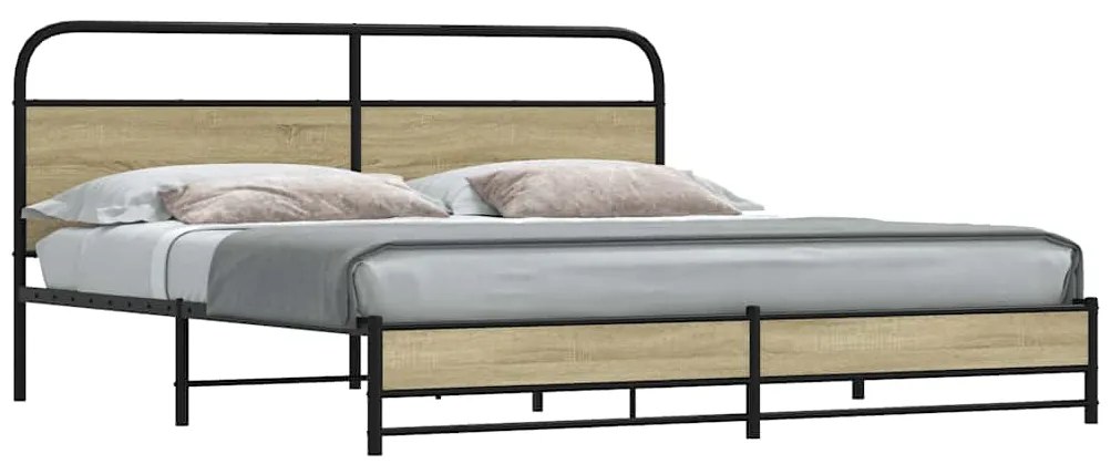 Kovový rám postele bez matrace dub sonoma 200 x 200 cm 3318692