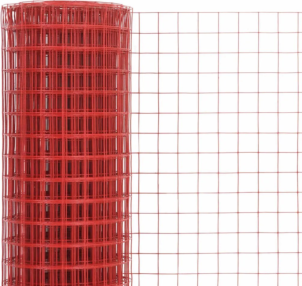 Pletivo ke kurníku ocel PVC vrstva 25 x 1,5 m červené 143679