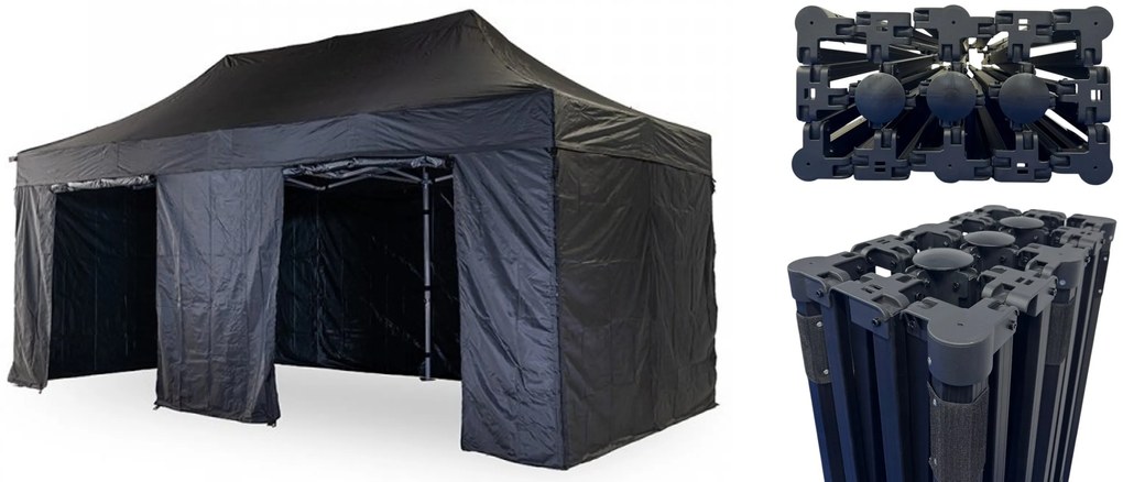 Nůžkový párty stan 3x6 m TENTino BH EXTREME ALL IN BLACK