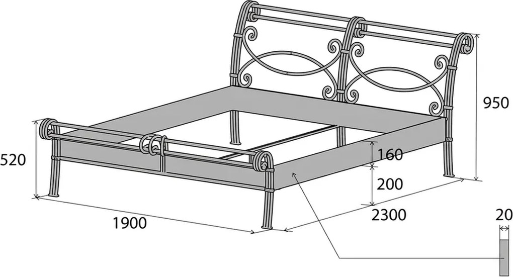 Nábytek ATIKA s.r.o. Kovová postel BELLA GRANDE Barevne provedení: černá, Rozměr: 120 x 200 cm