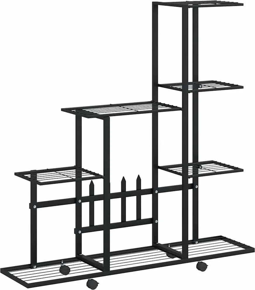 Stojan na květiny na kolečkách 94,5 x 25 x 92,5 cm černý kov 336114